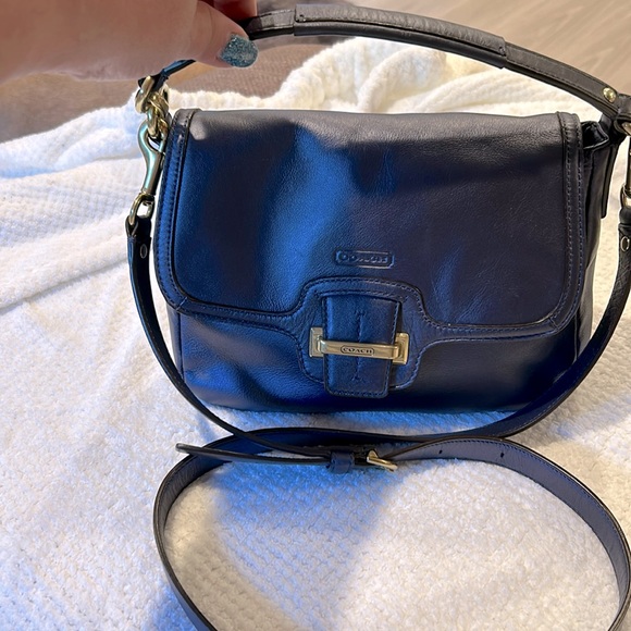 Coach | Bags | Navy Blue Leather Coach Purse | Poshmark